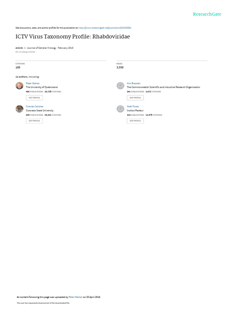 ICTV Virus Taxonomy Profile Rhabdoviridae | PDF
