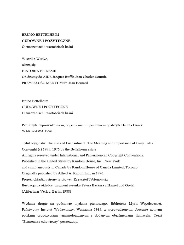Bettelheim B. - Cudowne I Pozyteczne | PDF