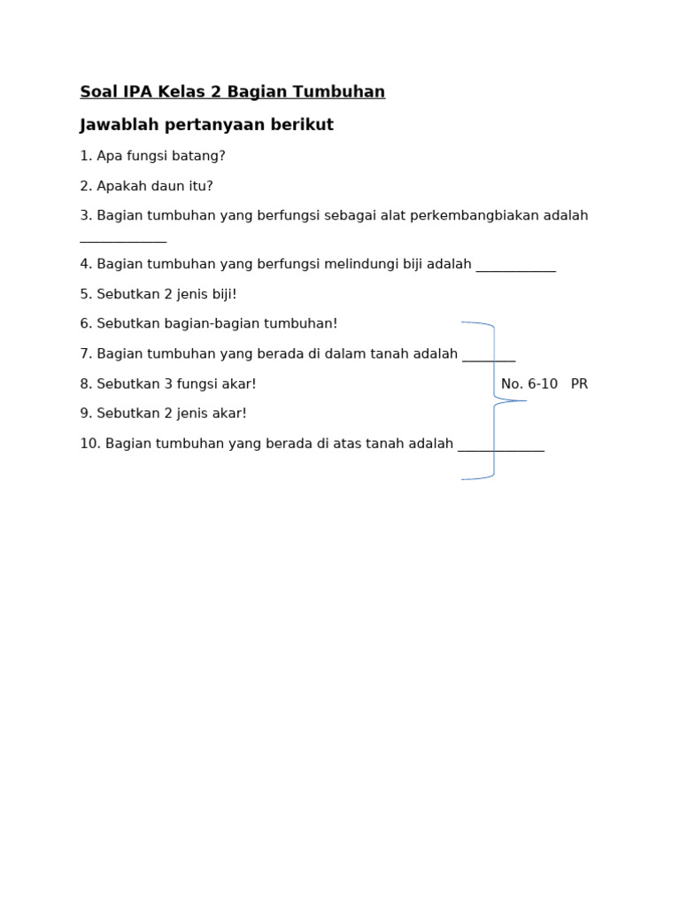 Soal IPA Kelas 2 Bagian Tumbuhan | PDF