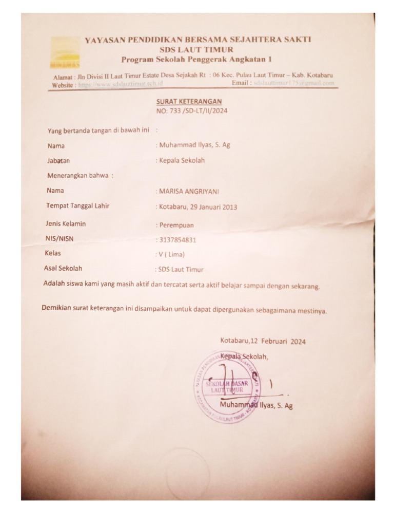 Surat Keterangan Marisa | PDF