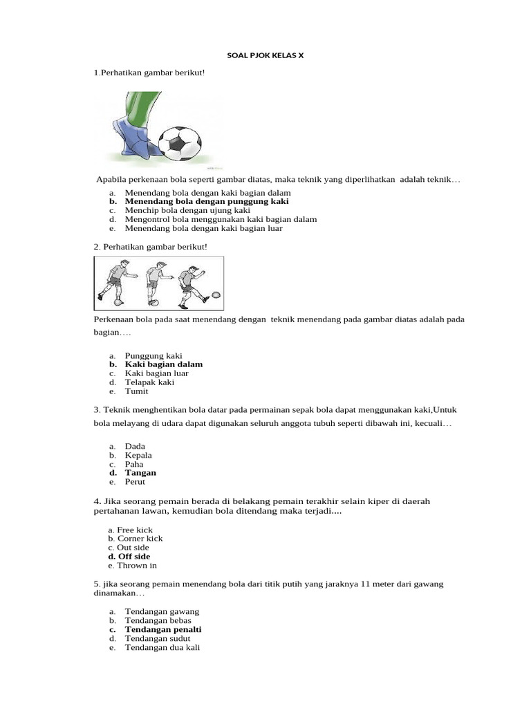 Soal Pjok Kelas X Kumer | PDF