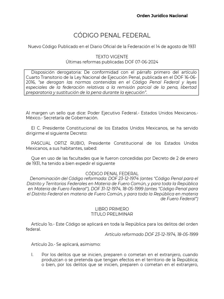 Codigo Penal Federal | PDF