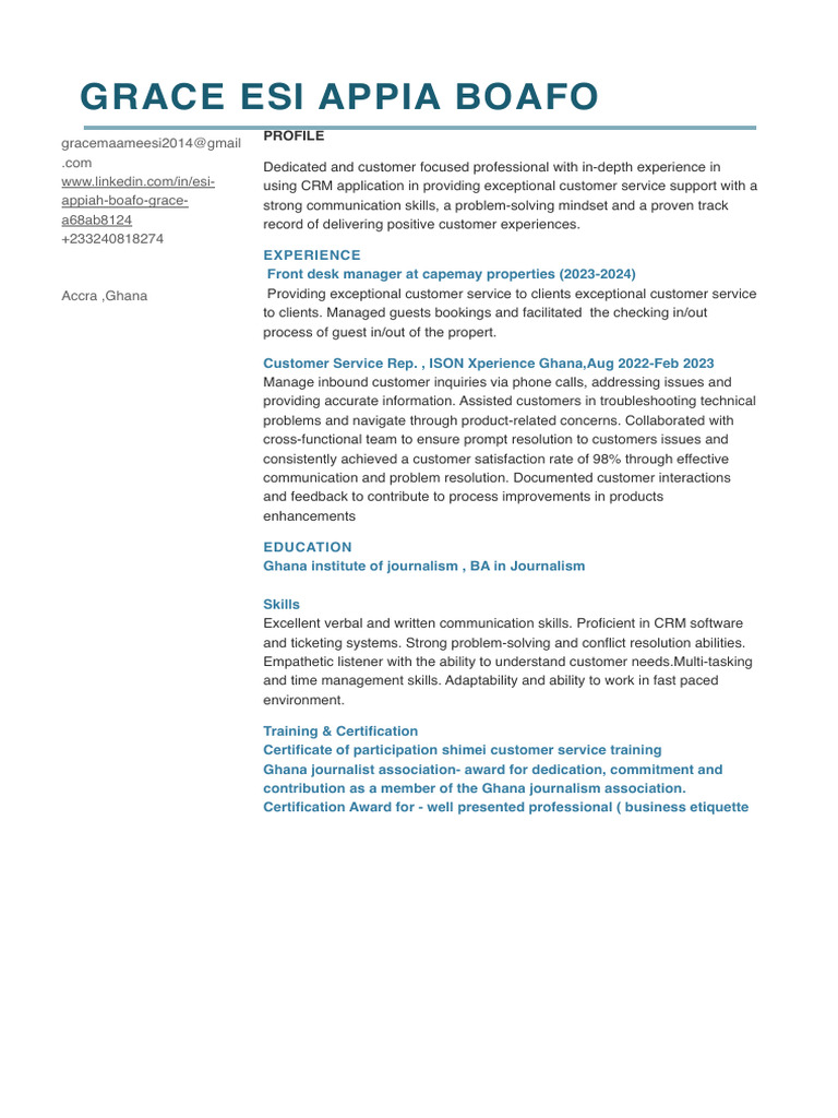 Grace Esi AB Resume | PDF