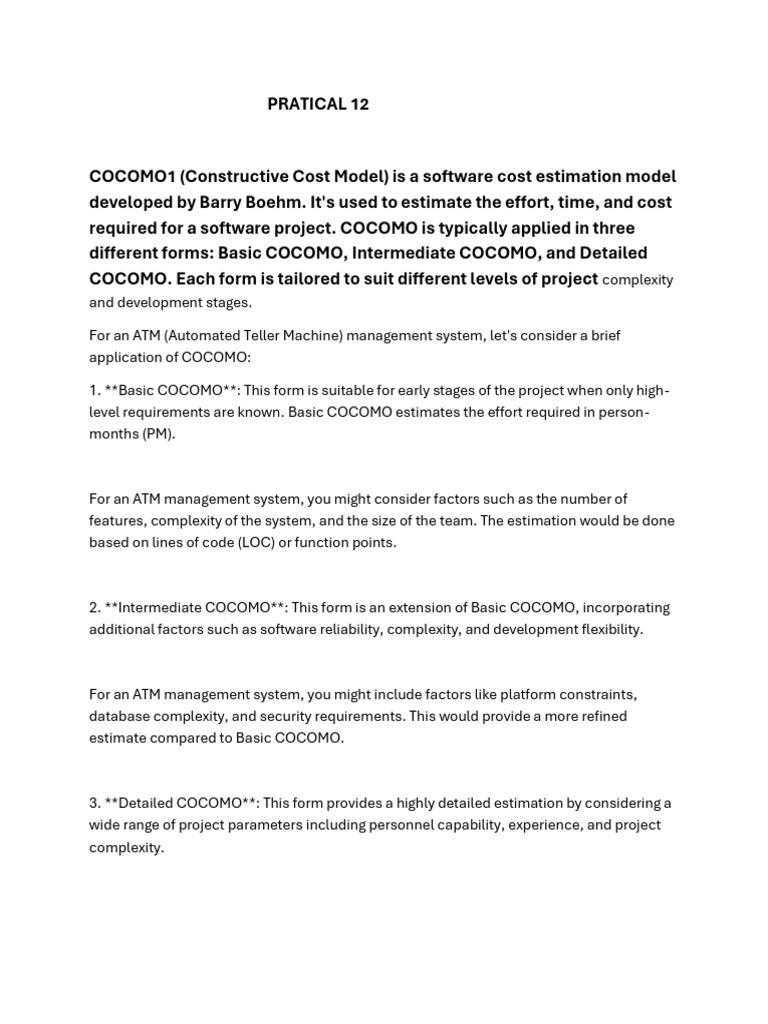 COCOMO (Constructive Cost Model) Is A Software Cost Estimati 1 | PDF