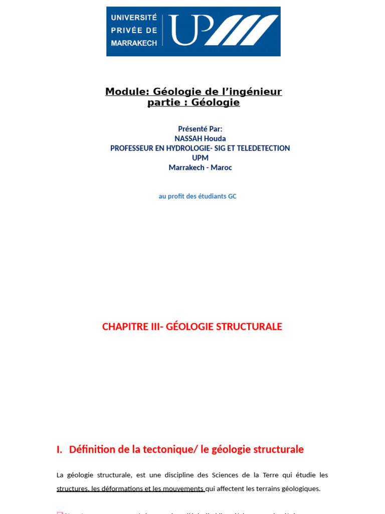 chapitre III- partie I géologie structurale | PDF