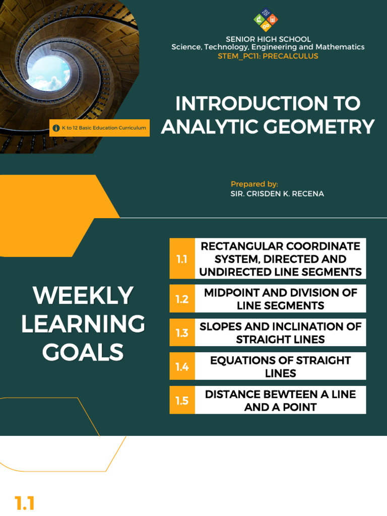 Introduction To Analytic Geometry: Science, Technology, Engineering and Mathematics Senior High ...