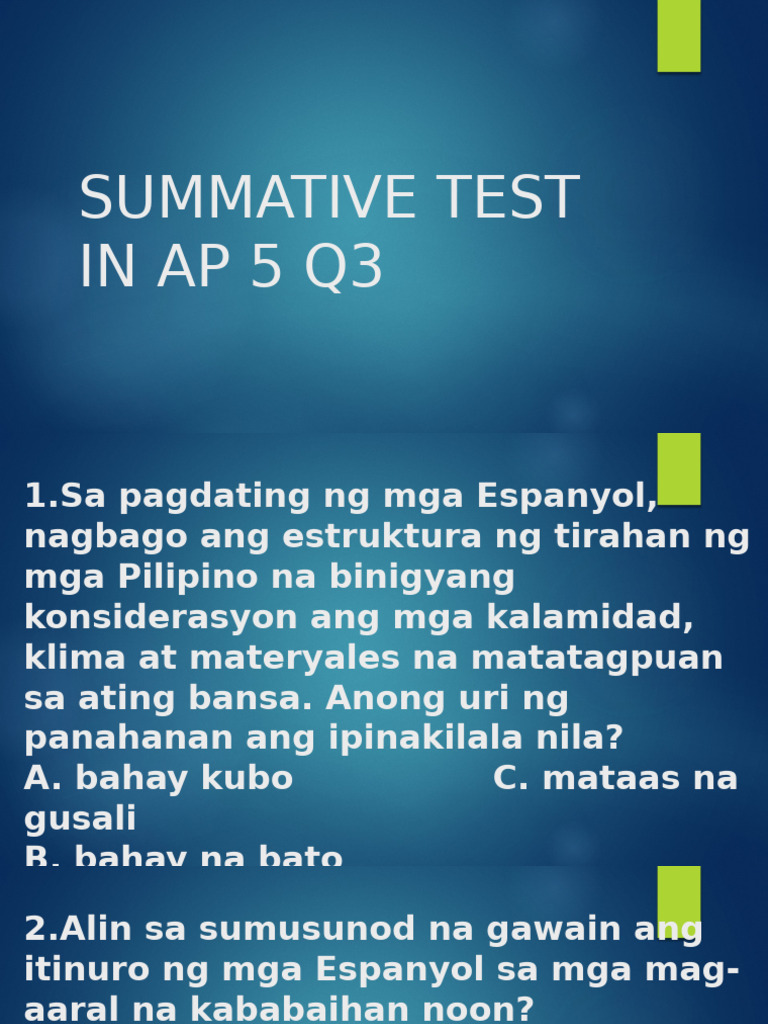 Summative Test in Ap 5 Q3 | PDF