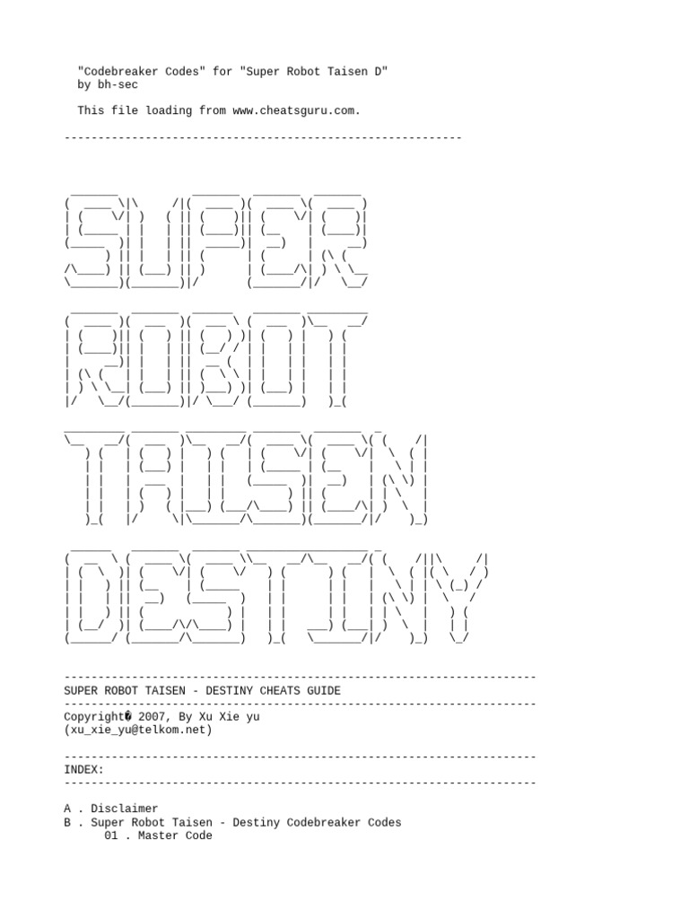 SRW D CodeBreaker Code | PDF