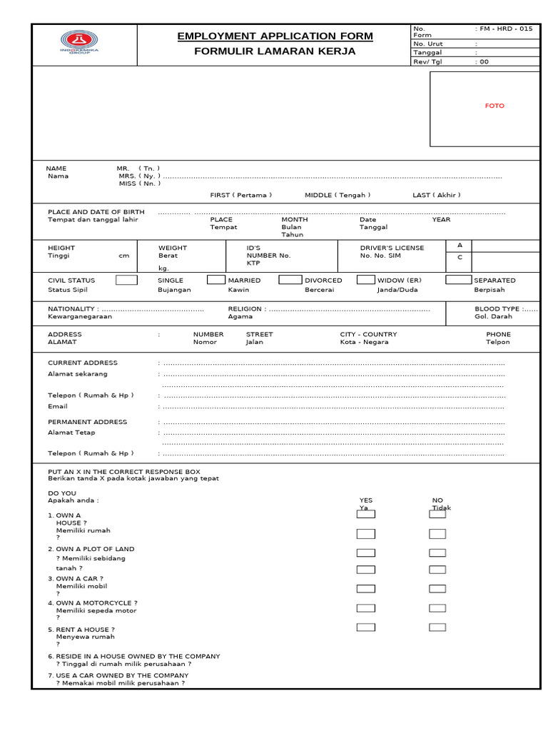 Form Aplikasi Karyawan (ISO) | PDF