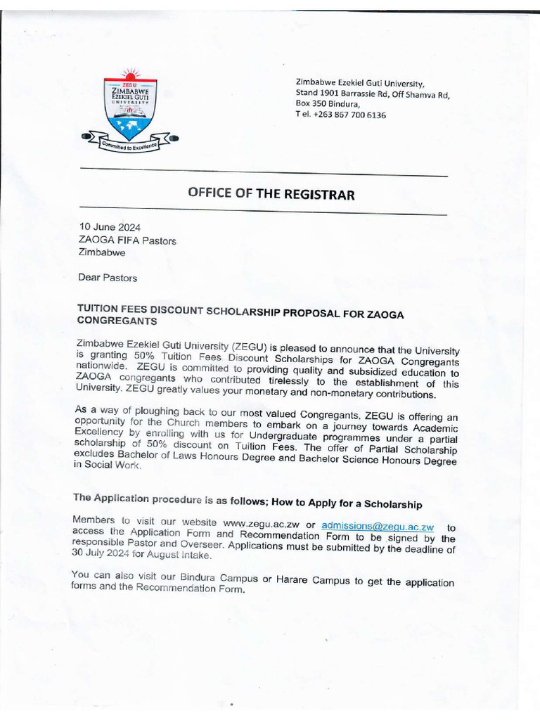 ZEGU Scholarship | PDF
