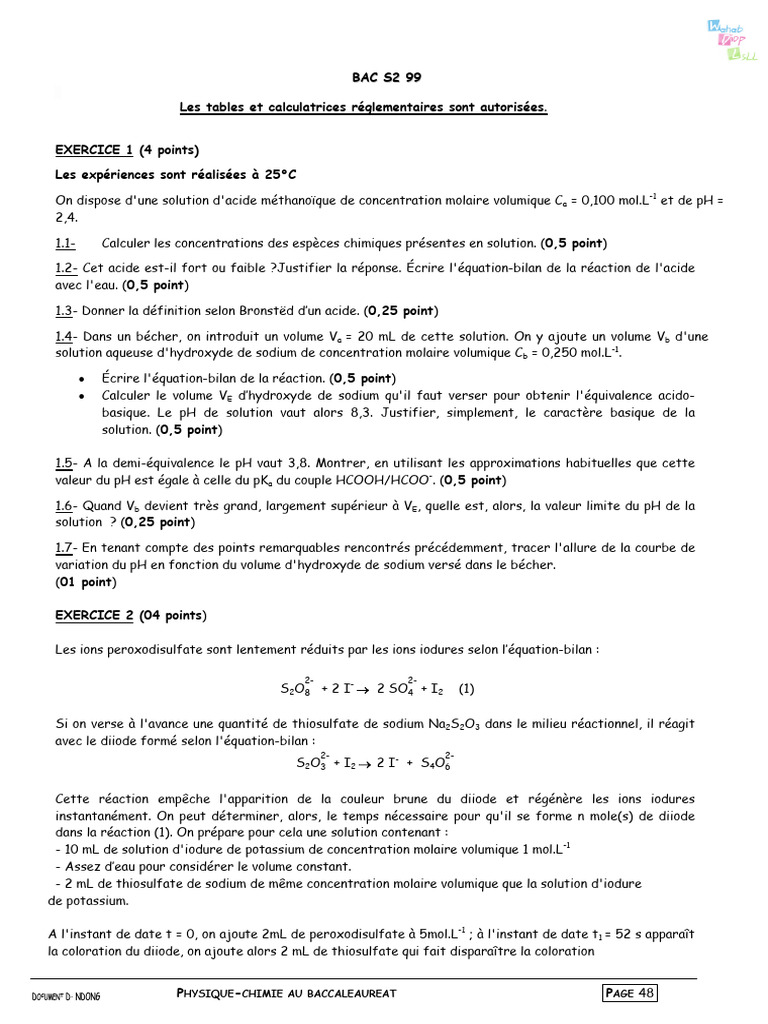 BAC S2 1999 1G SN SUJET - Wahabdiop | PDF