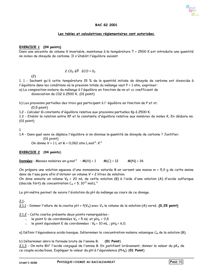 BAC S2 2001 1G SN SUJET - Wahabdiop | PDF