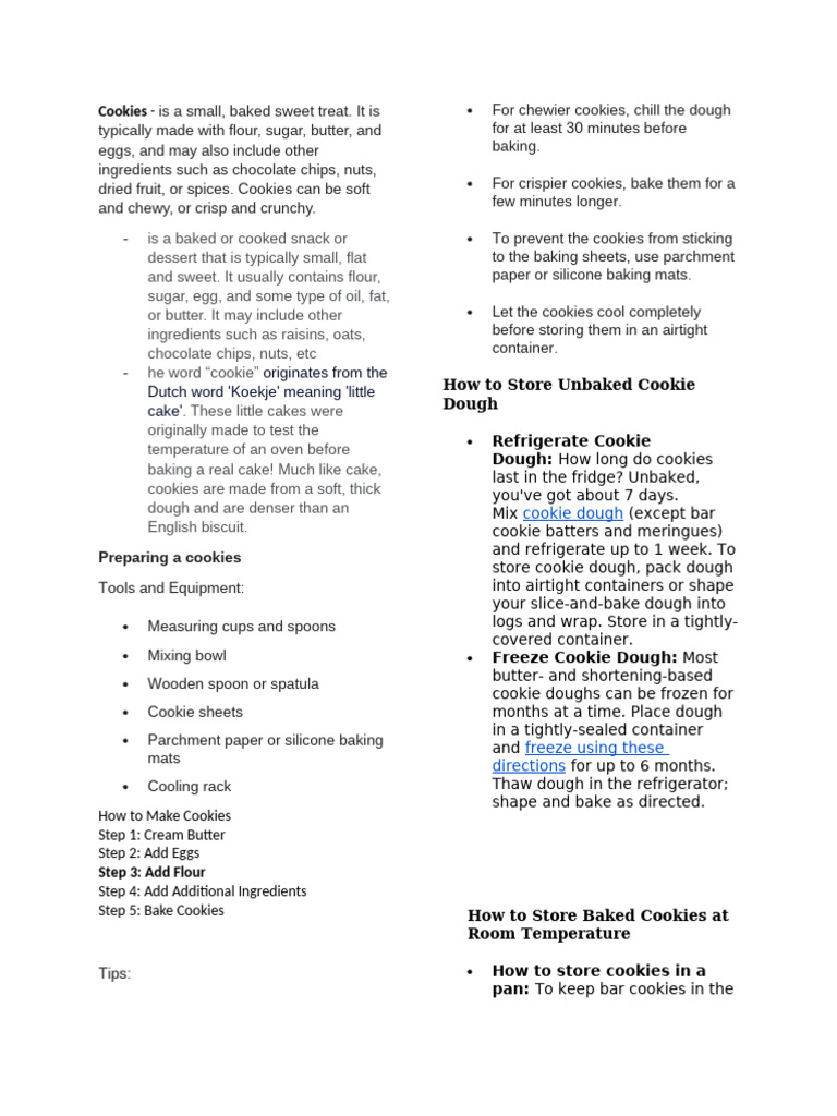 Cookies handouts | PDF