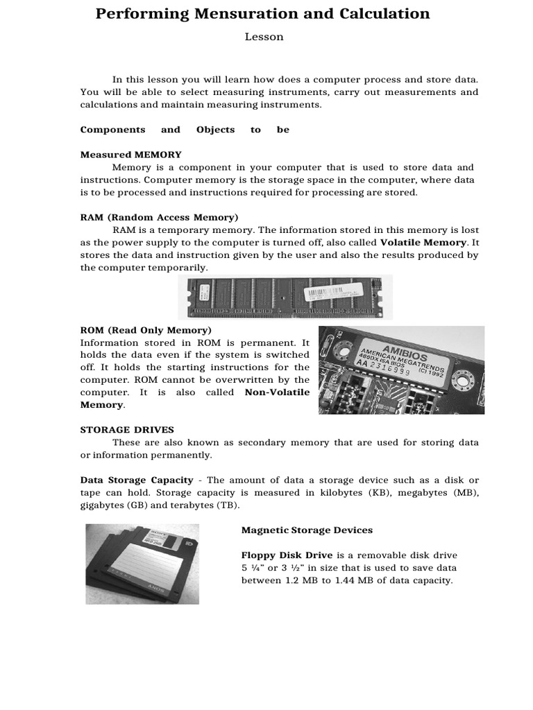 Performing Mensuration And Calculation Pdf