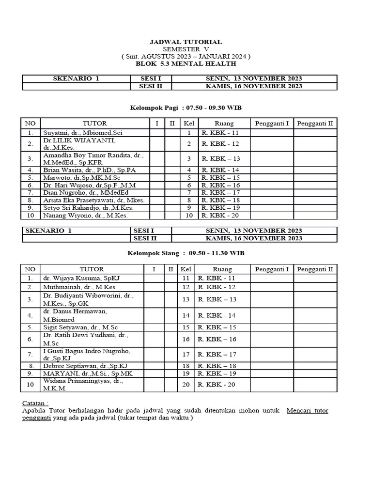 Jadwal-Tutorial-Blok-5.3 | PDF
