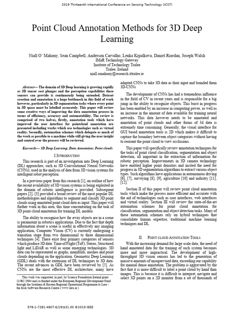 Point Cloud Annotation Methods For 3D Deep Learning | PDF