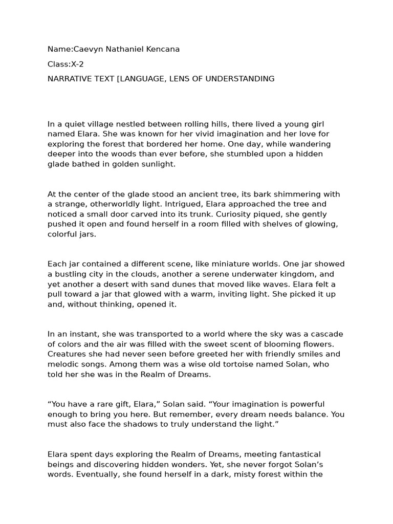 Fantasy Short Story Text Caevyn Nathaniel Kencana (7) X-2 | PDF