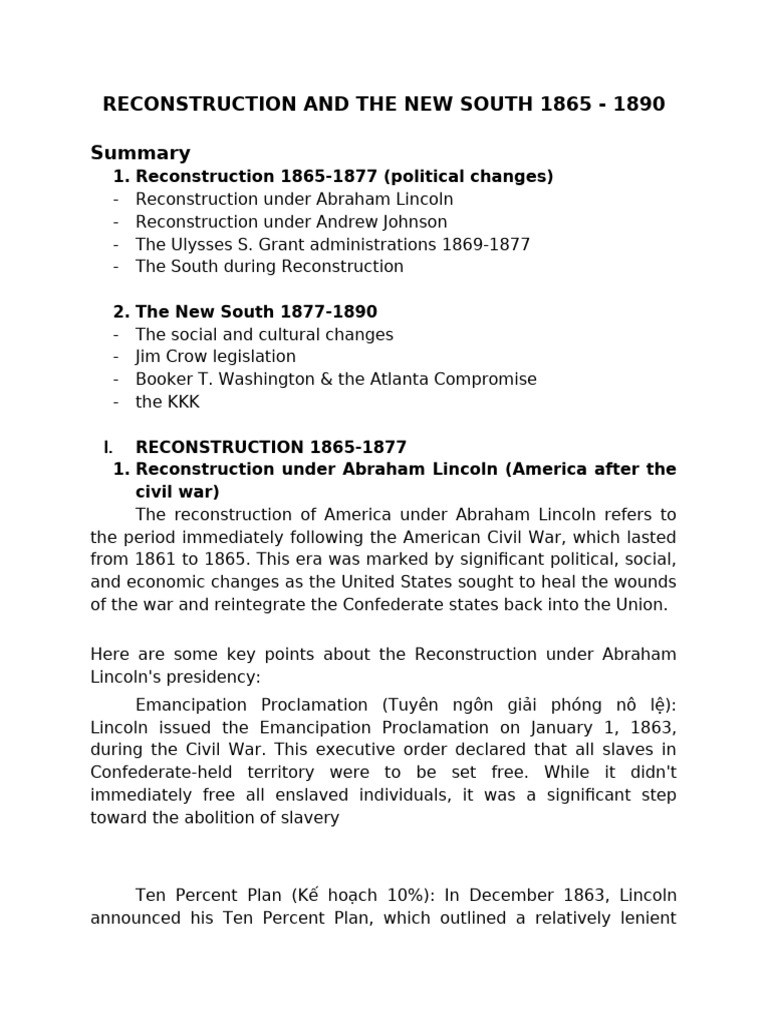 Reconstruction and New South | PDF