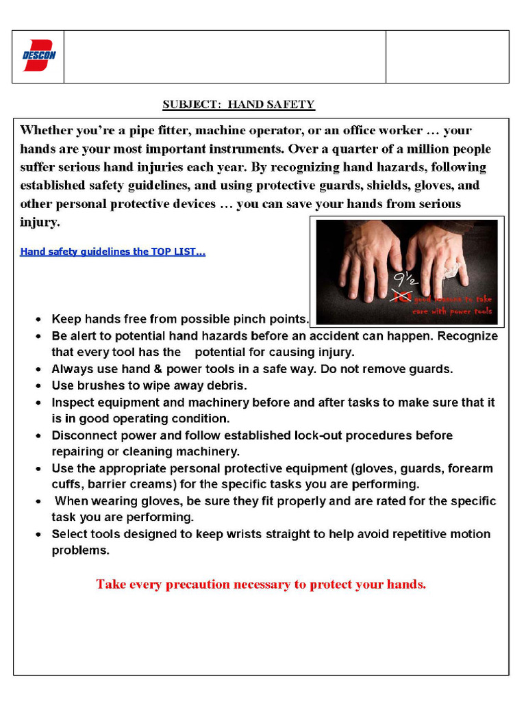 1.4 TBT - Hand Safety | PDF