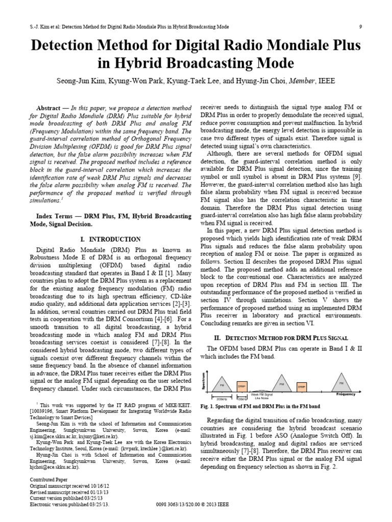 Detection Method For Digital Radio Mondiale Plus in Hybrid Broadcasting Mode | PDF