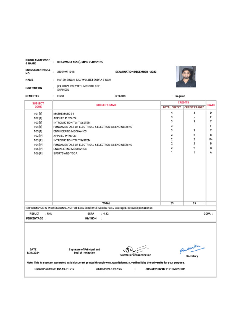 Print MarkSheet | PDF