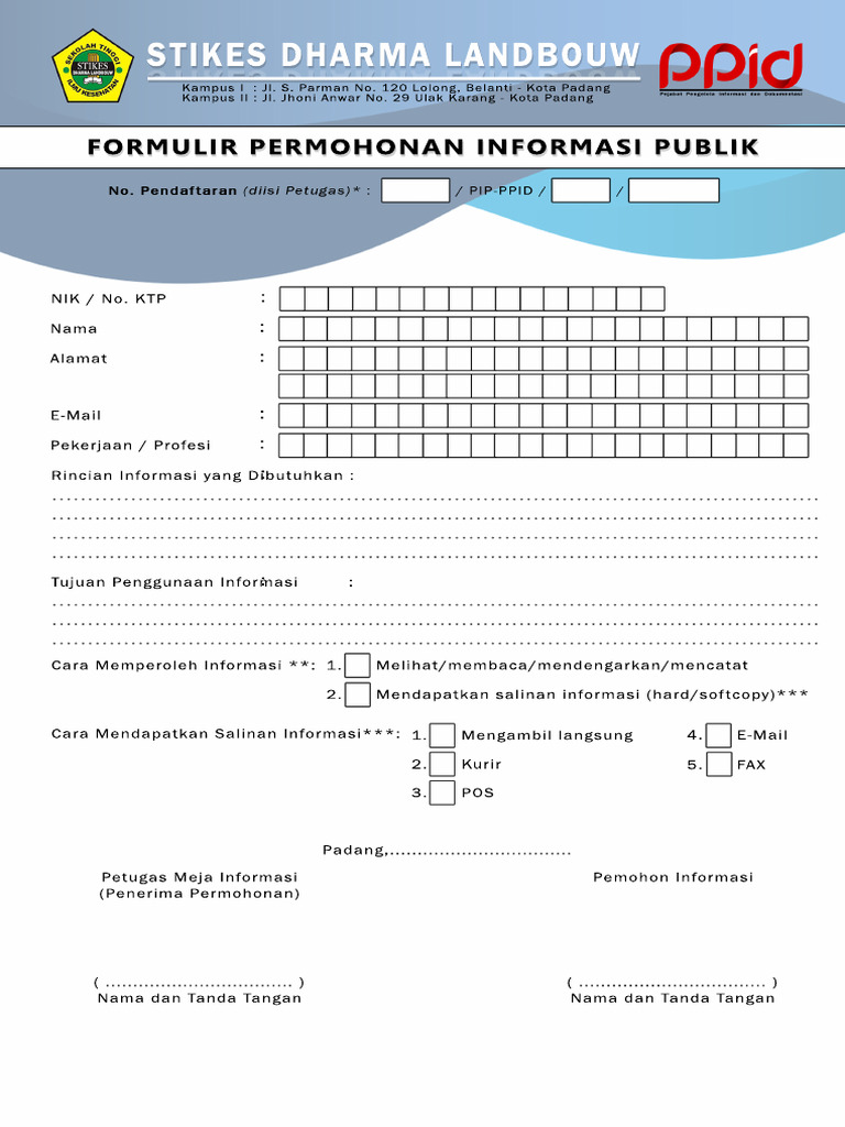 PPID-Form Permohonan Informasi | PDF