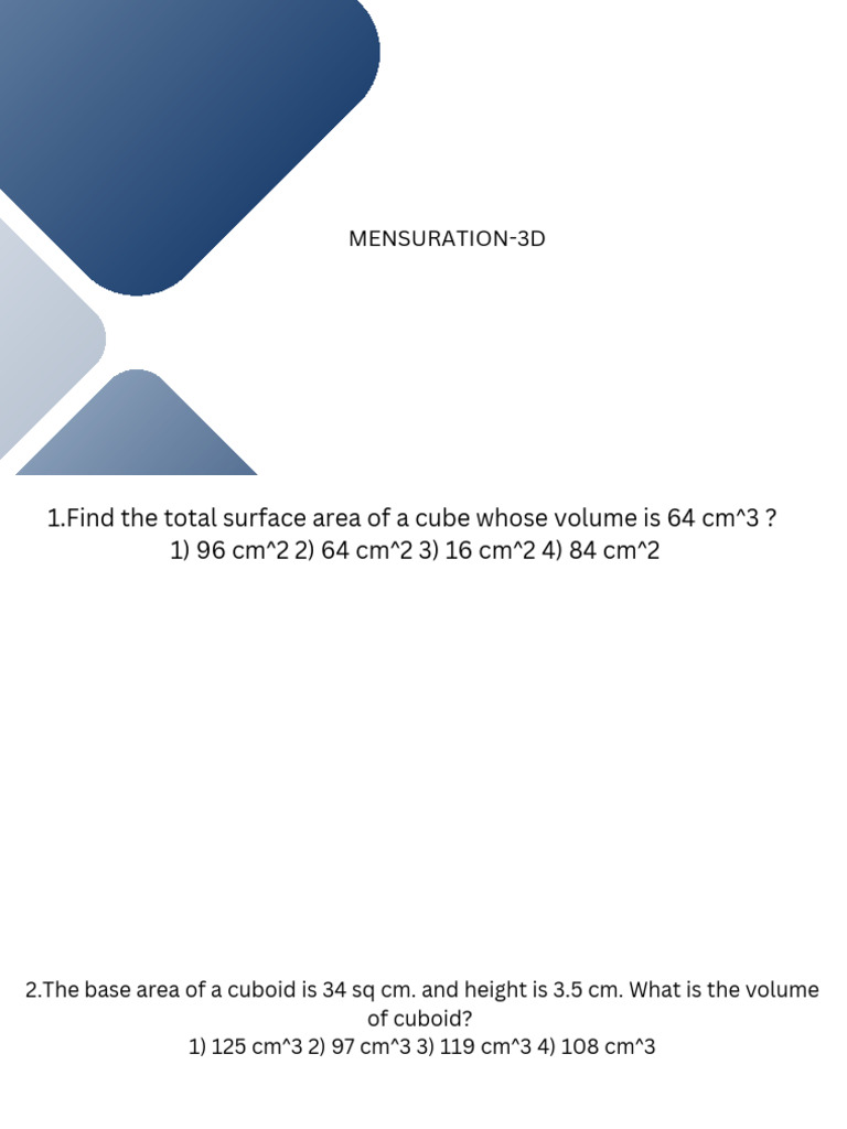 Mensuration 3D | PDF