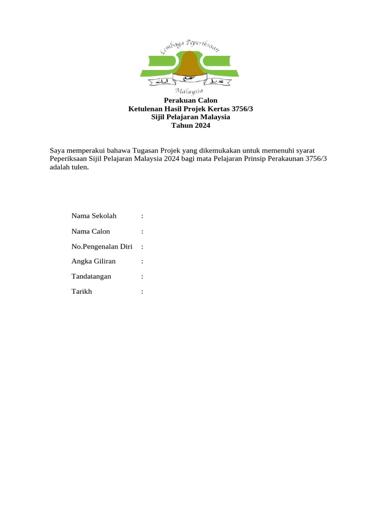 Perakuan Calon | PDF