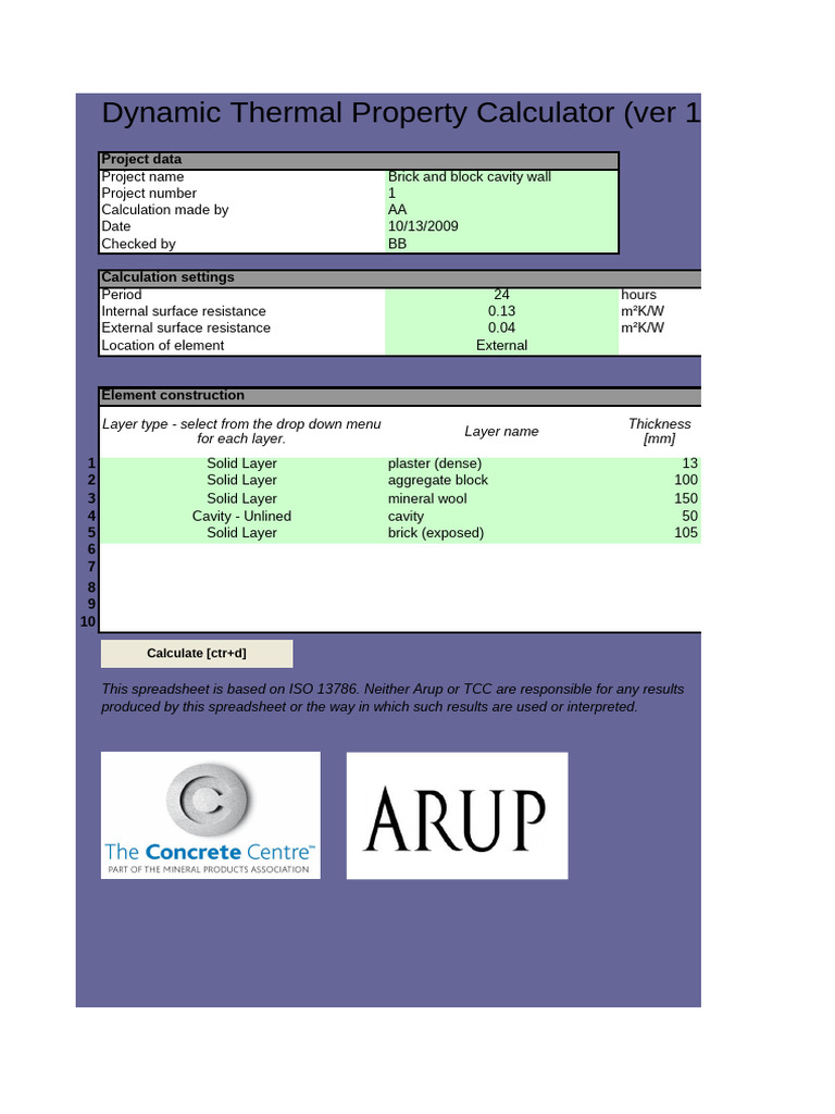 Dynamic Thermal Properties Calculator (Ver 1 0) | PDF