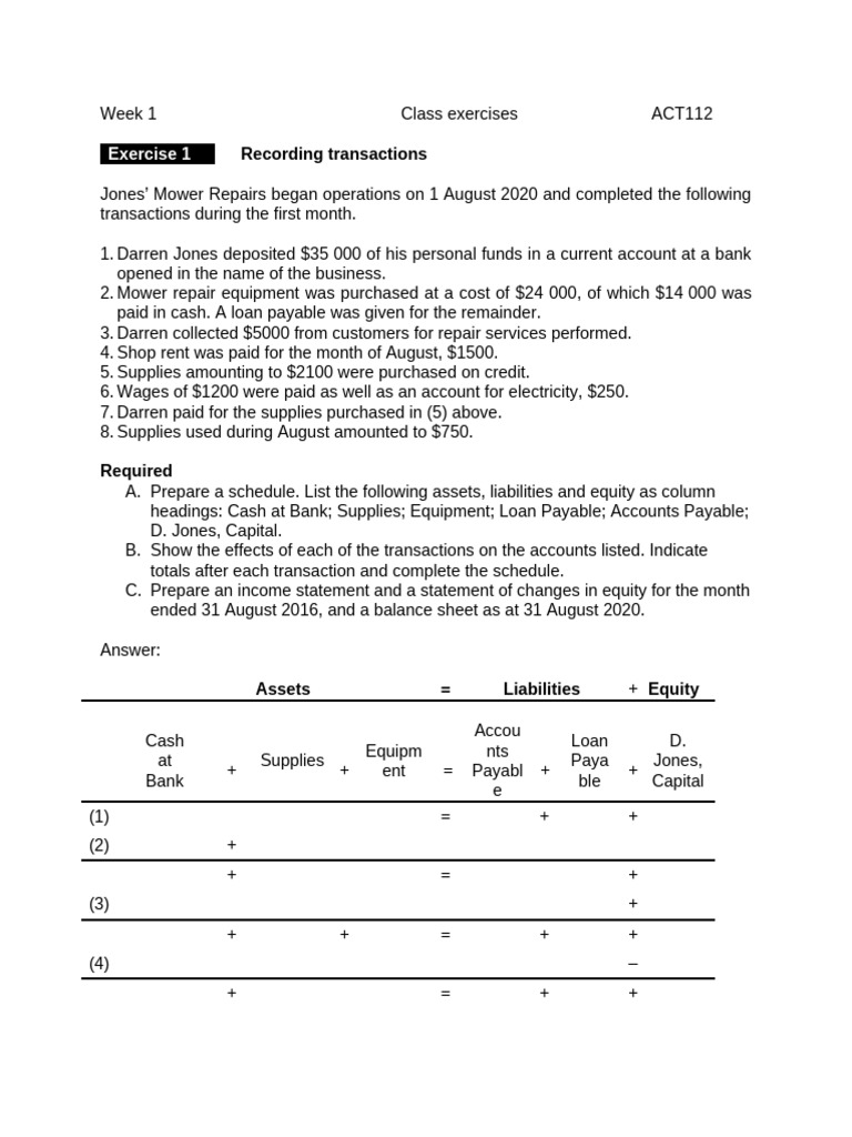 Exercise 1 Question | PDF