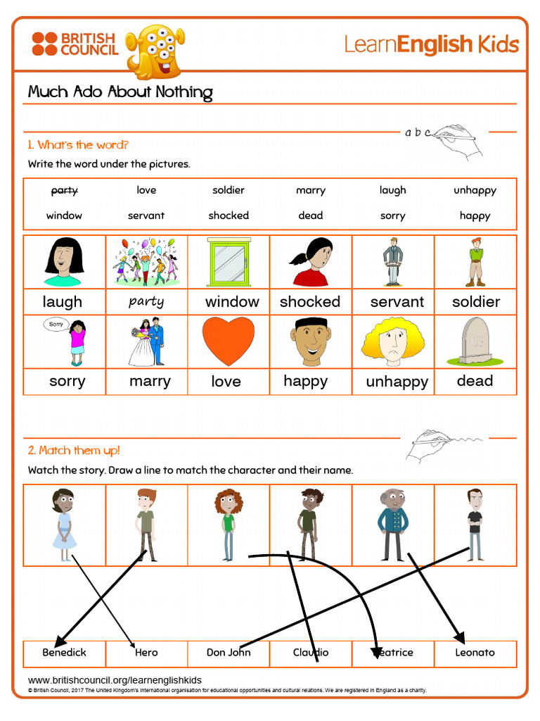 Short Stories Shakespeare Much Ado About Nothing Worksheet Kopie | PDF