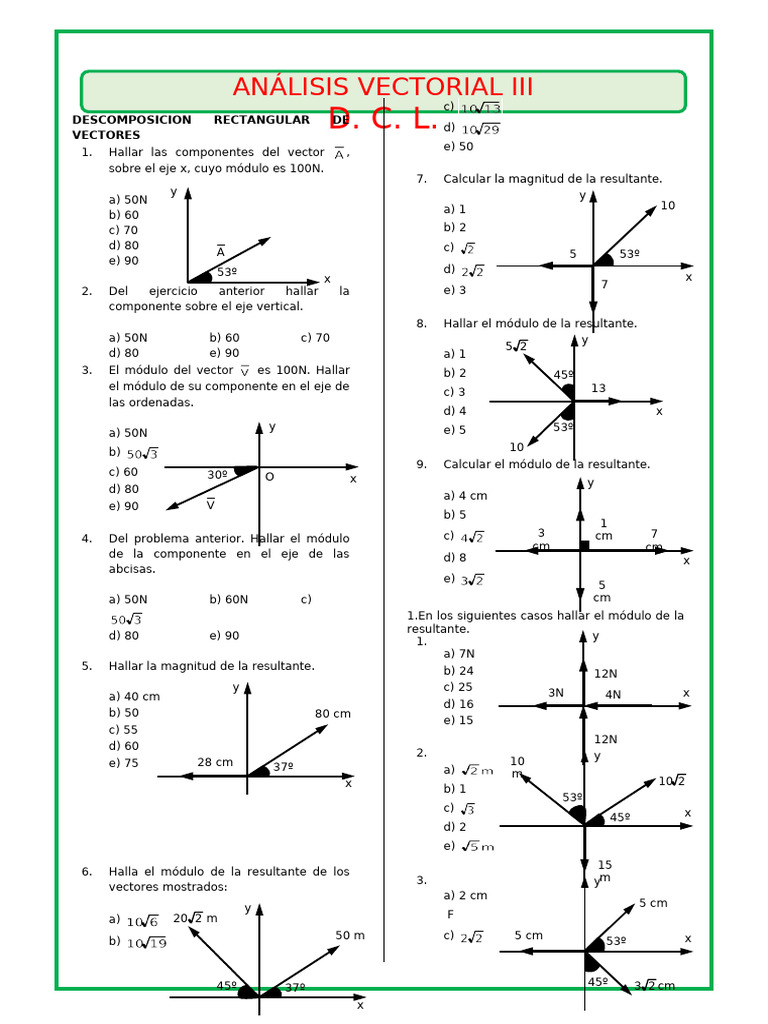 Descomposición RECTANGULAR DE VECTORES | PDF
