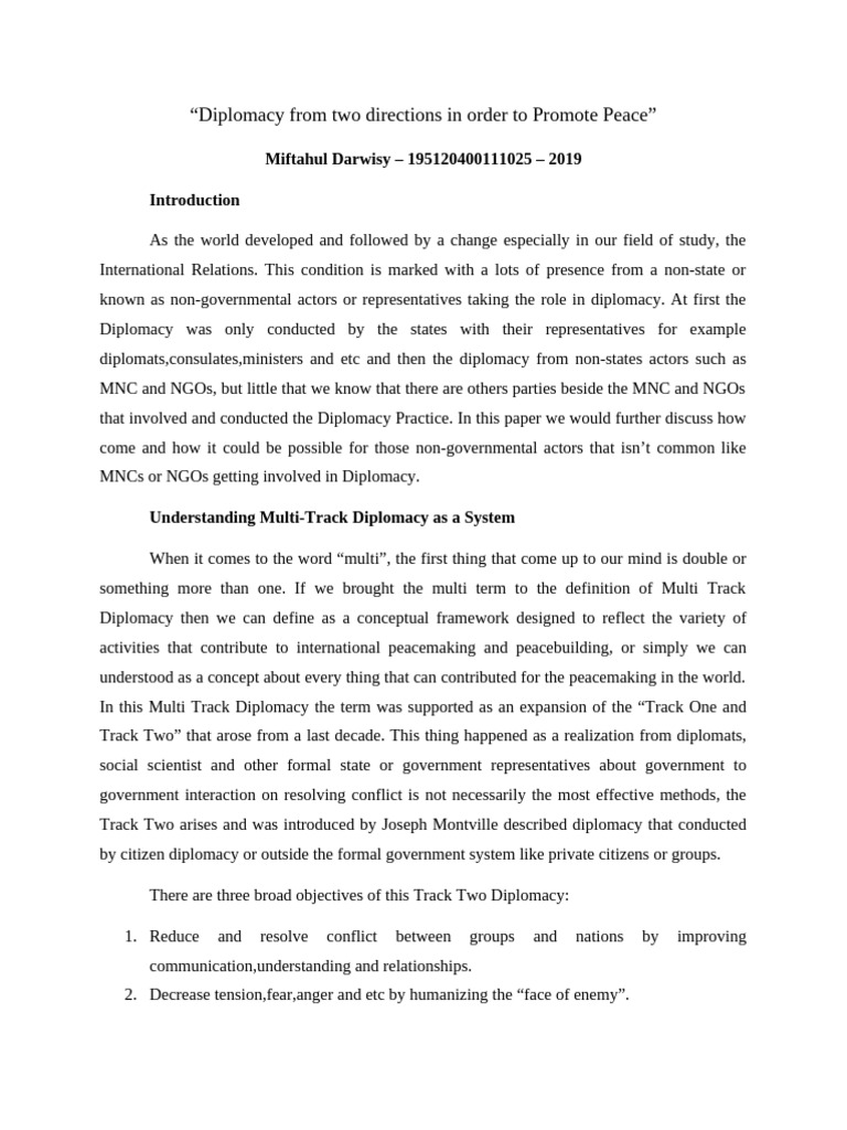 Multi Track Diplomacy | PDF