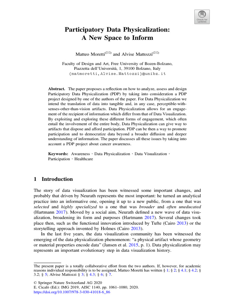 Participatory Data Physicalization: A New Space To Inform. | PDF | Cancer | Social Science