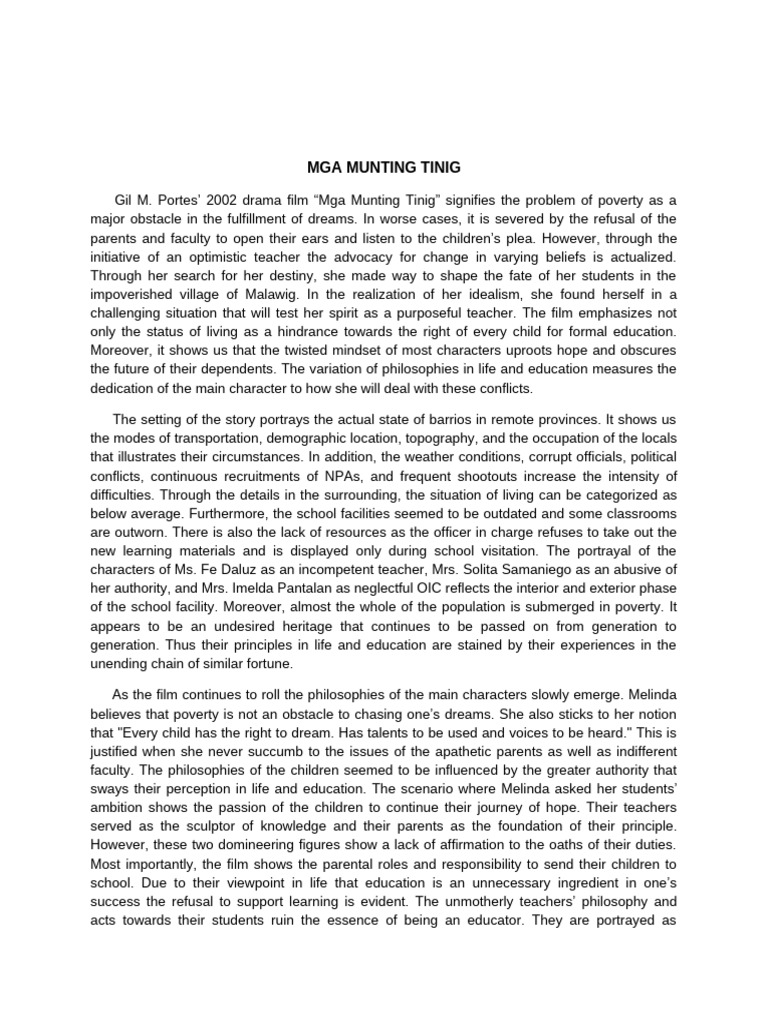 Film Analysis Mga Munting Tinig | PDF