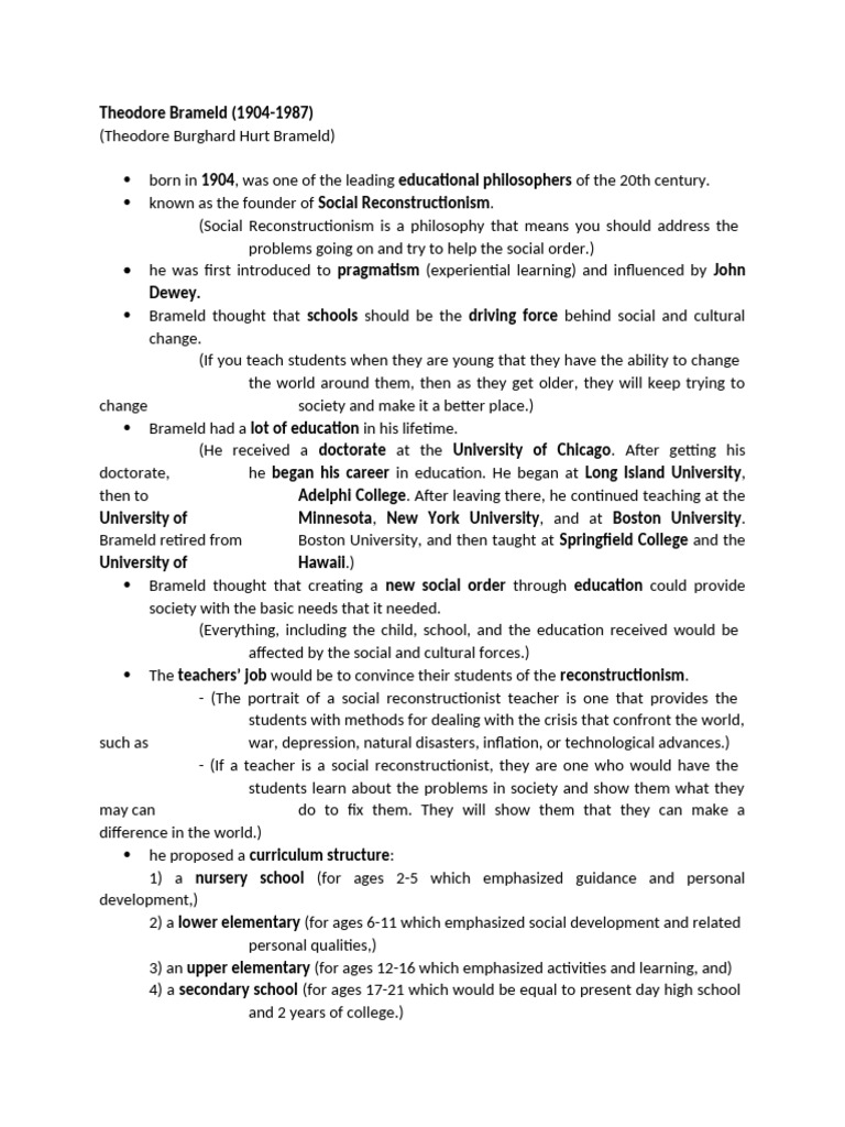 Theodore Brameld | PDF | Liberal Arts Education | Education Theory