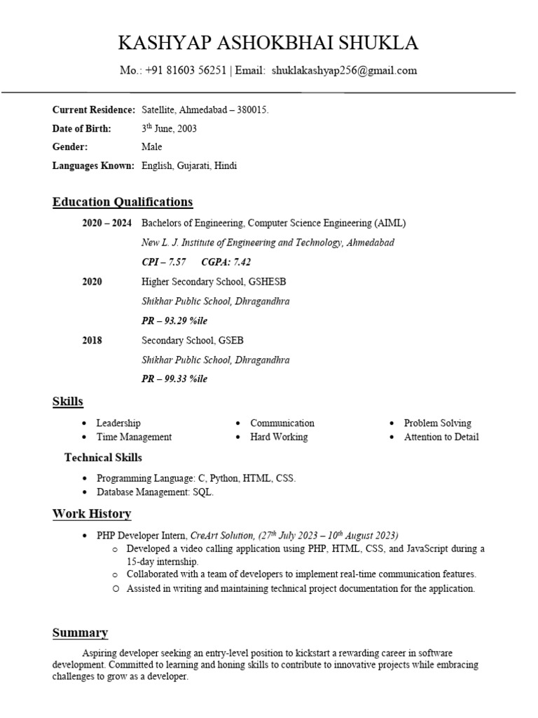 Kashyap Resume | PDF
