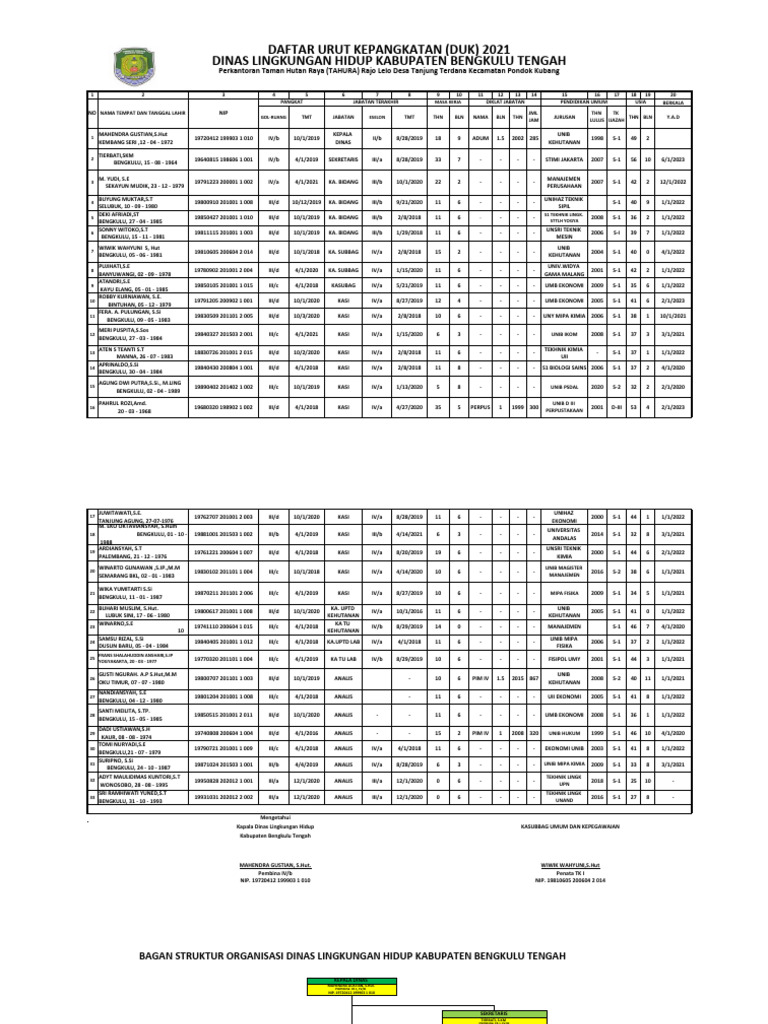 Struktur Dan Duk DLH 2021 | PDF