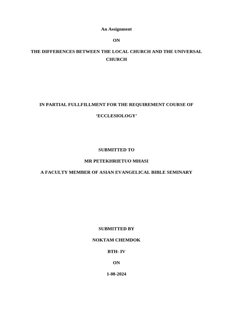 The Universal Church and Local Church | PDF