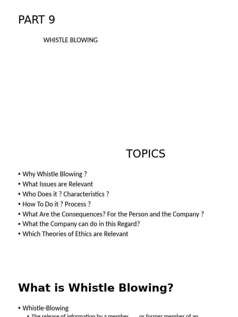 Part 9 Whistle Blowing | PDF