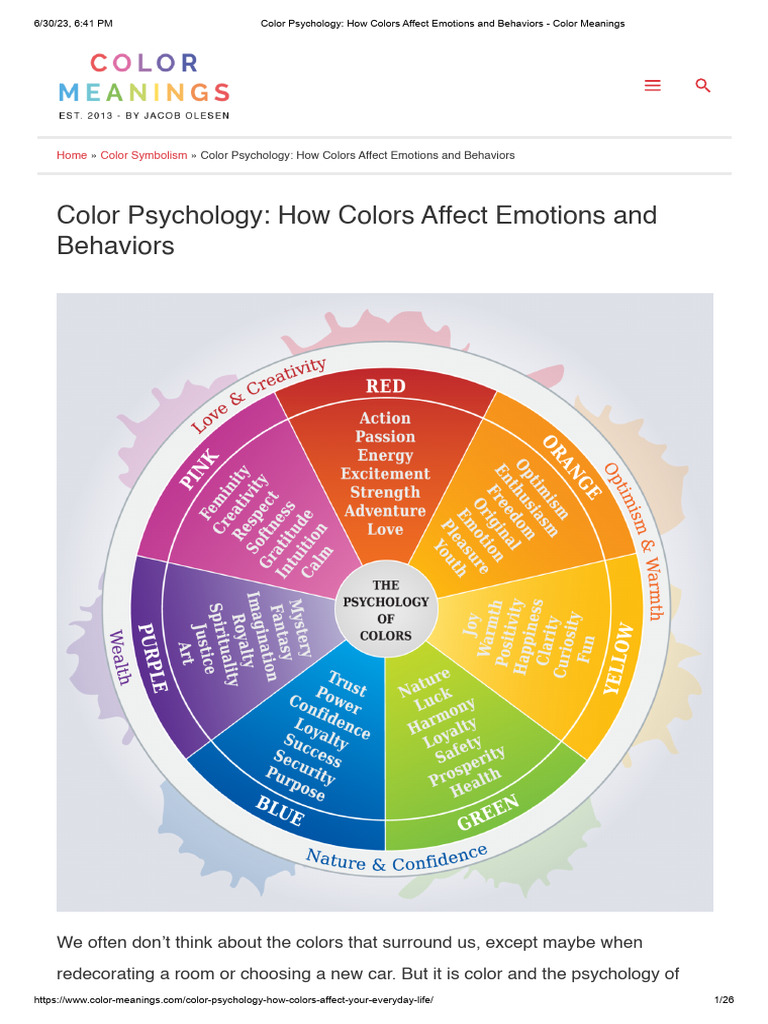 Color Psychology: Impact on Emotions | PDF | Color | Emotions