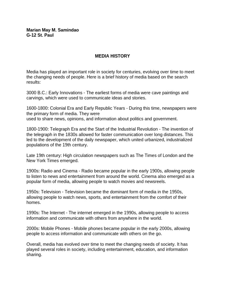 Media History | PDF