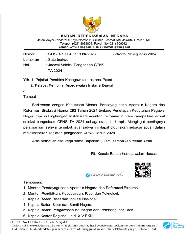 Jadwal Pengadaan Seleksi CPNS TA 2024 | PDF Jadwal Pengadaan Seleksi CPNS TA 2024 | PDF