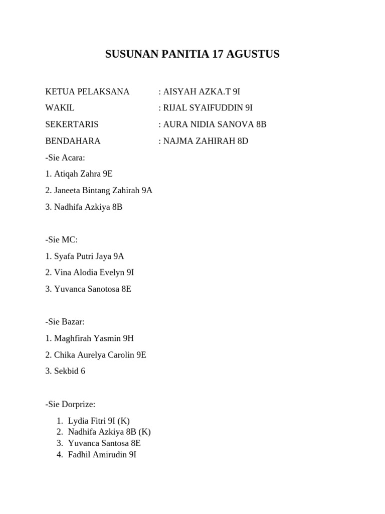 Susunan Panitia 17 Agustus (1) - 1 | PDF