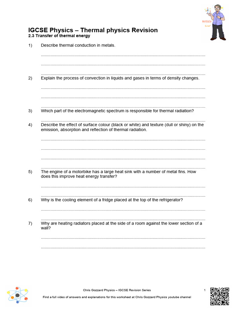 2 Thermal Physics Revision 2.3 Transfer of Thermal Energy - IGCSE ...