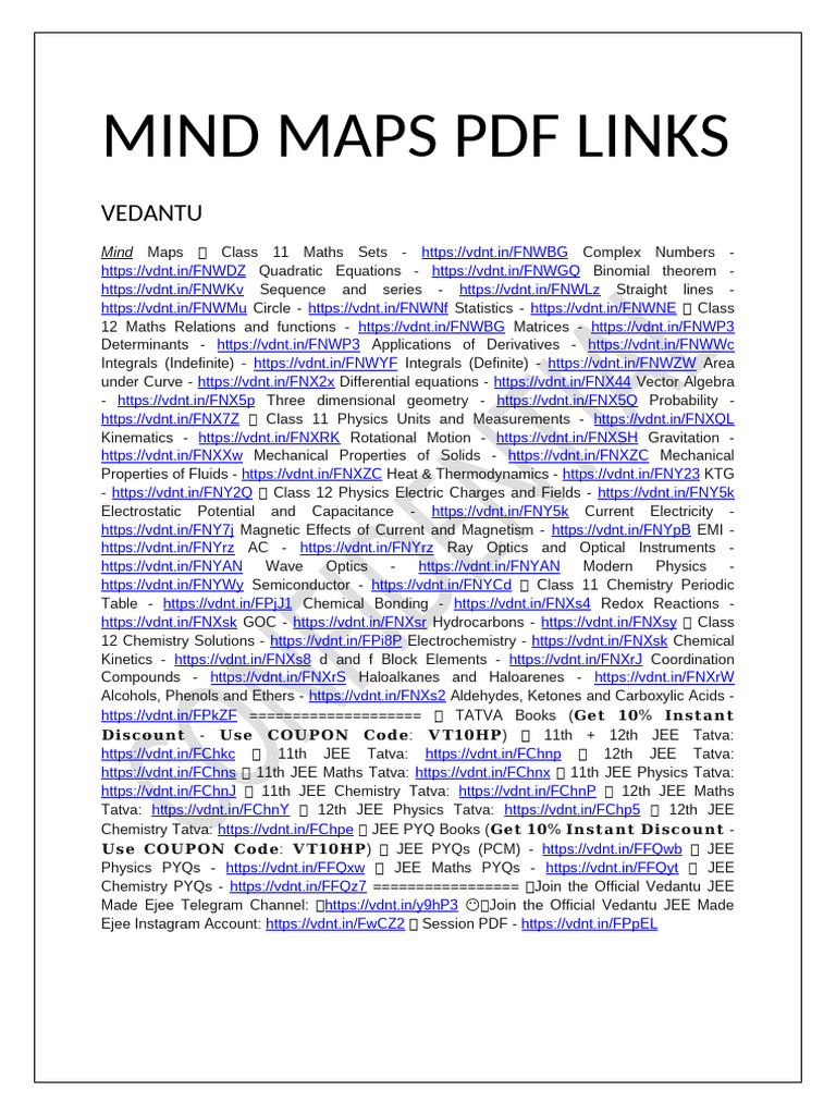 Mind Maps PDF Links | PDF