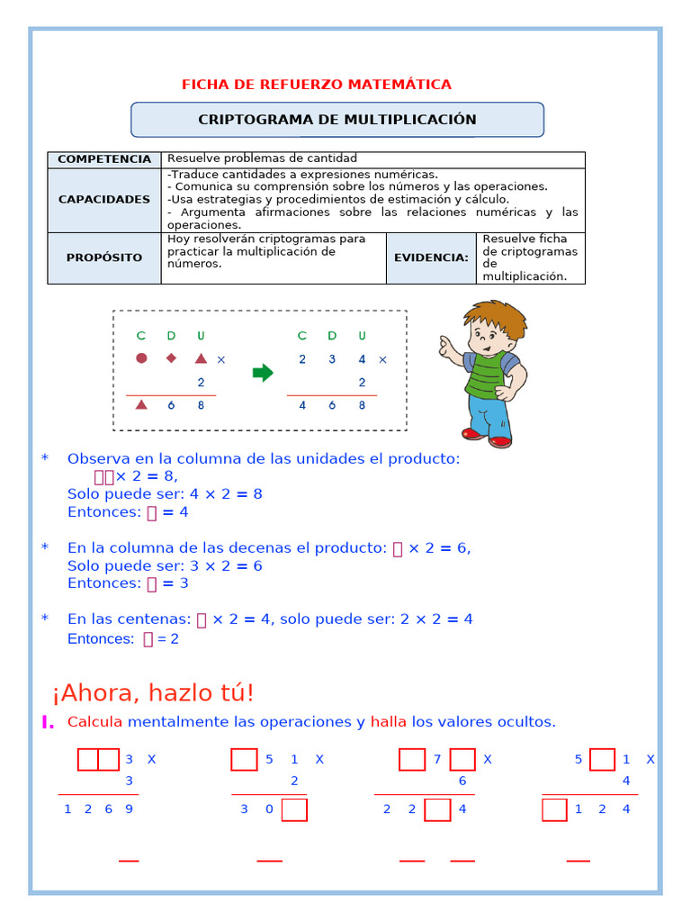 F.refuerzo Mate Criptograma Multiplicación | PDF | Multiplicación | Matemáticas