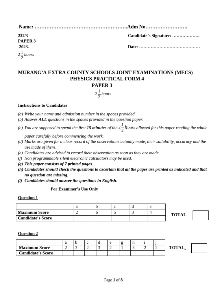 232 3 Question Paper | PDF