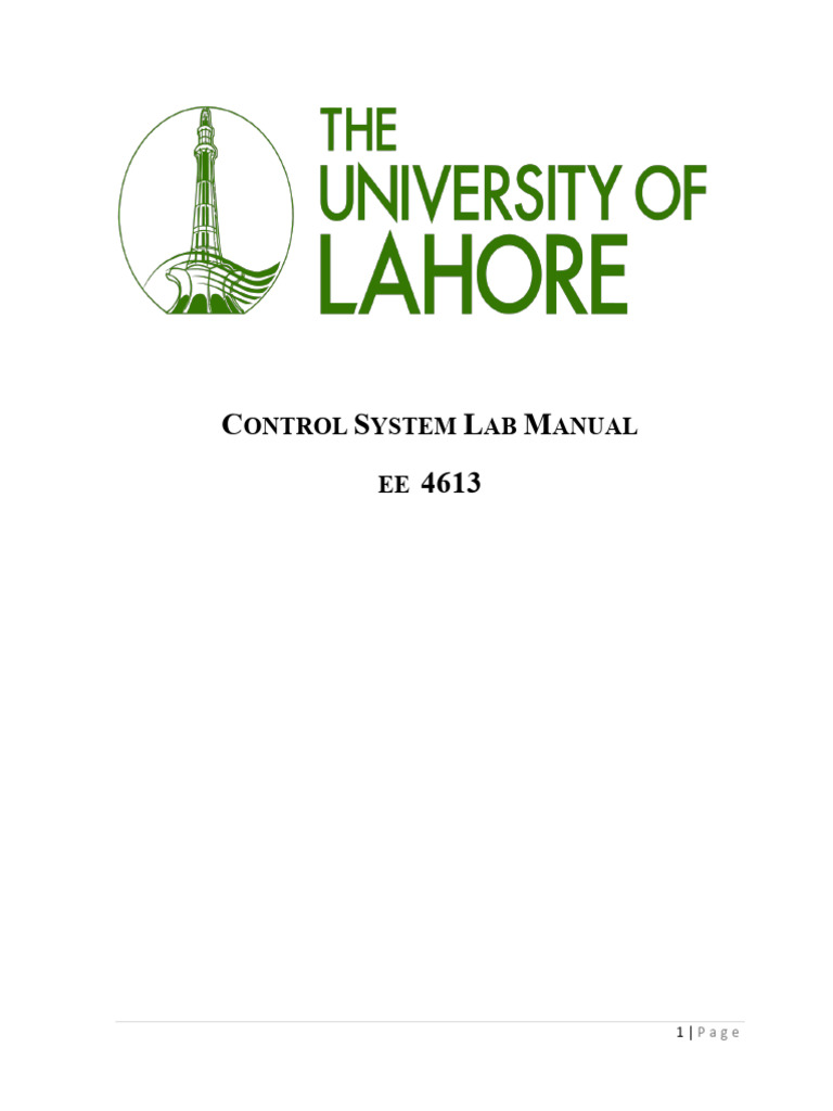 LAB MANUAL Control System v2 2018 PDF | PDF