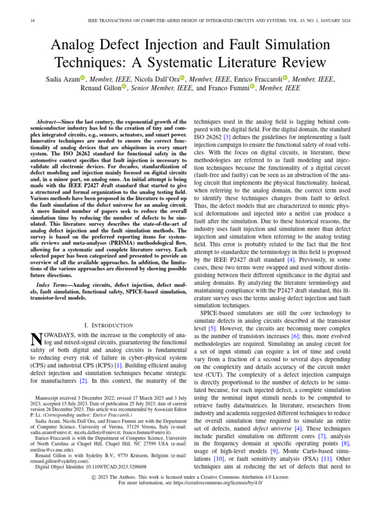 Analog_Defect_Injection_and_Fault_Simulation_Techniques_A_Systematic_Literature_Review | PDF